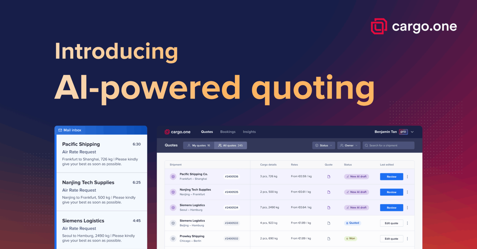 cargo.one launches AI-powered quoting workflows and expands rate ...